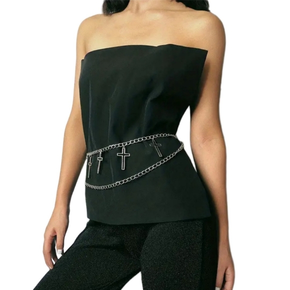 None | Accessories | Double Row Chain Cross Belt | Poshmark